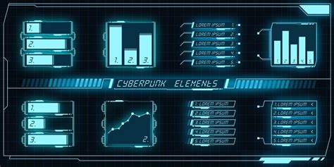 Scifi Futuristic Control Panel Collection Of Hud Elements Gui Vr Ui Design Cyberpunk Retro Style