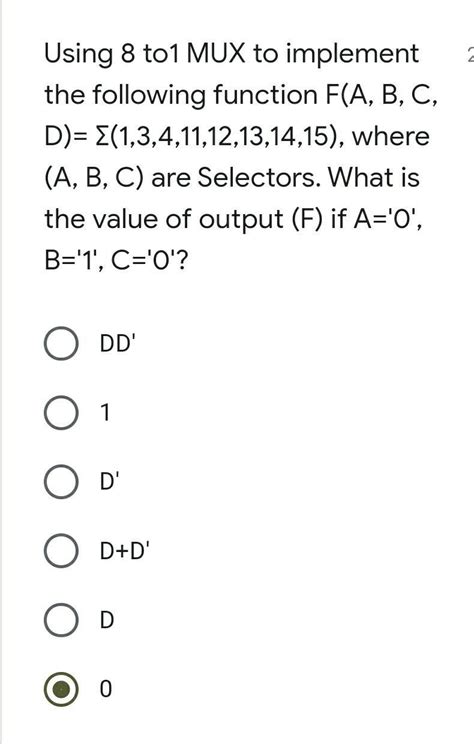 Solved Using 8 To1 Mux To Implement The Following Function
