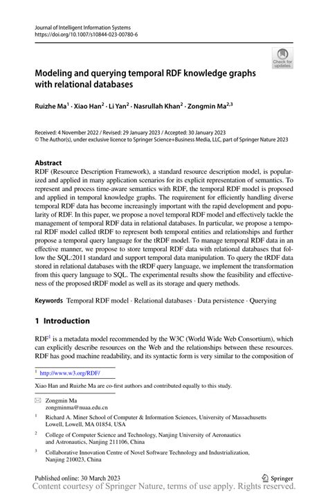 Modeling And Querying Temporal Rdf Knowledge Graphs With Relational