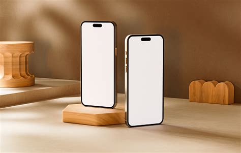 Threeui Ux 앱 컨셉 디자인을 위한 두 개의 전화 화면 모형 사실적인 3d 렌더링의 응용 프로그램 인터페이스 및 웹 디자인 프레젠테이션 개념 스마트폰에 대한 스톡