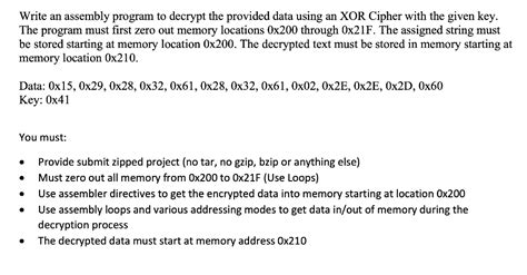 Solved Write An Assembly Program To Decrypt The Provided