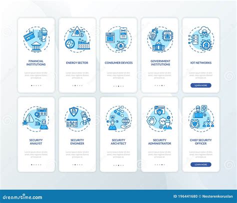 Computer Security Onboarding Mobile App Page Screen With Concepts Set Stock Vector