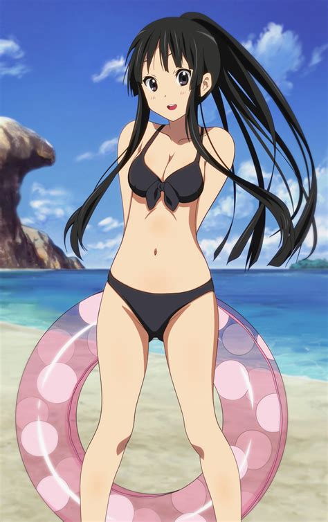 Akiyama Mio K On Highres Beach Bikini Black Eyes Black Hair