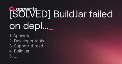 Solved Buildjar Failed On Deploying Function Threads Appwrite