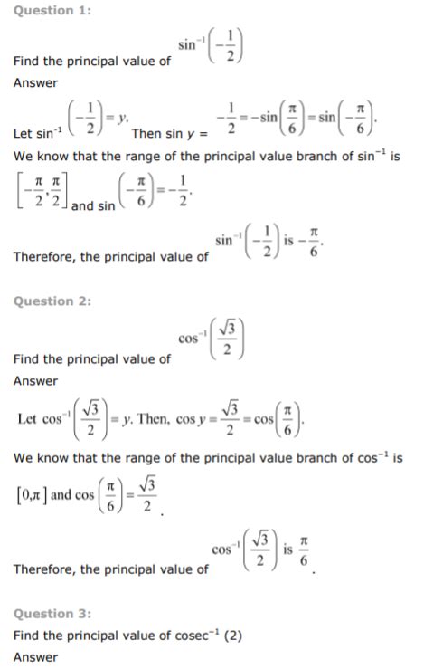 Ncert Class 12 Maths Solutions Inverse Trigonometric Functions