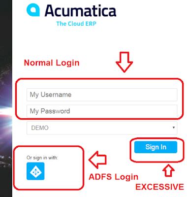 Acumatica Singapore Acumatica SSO Hiding Login Options From A Login Page ADFS Case