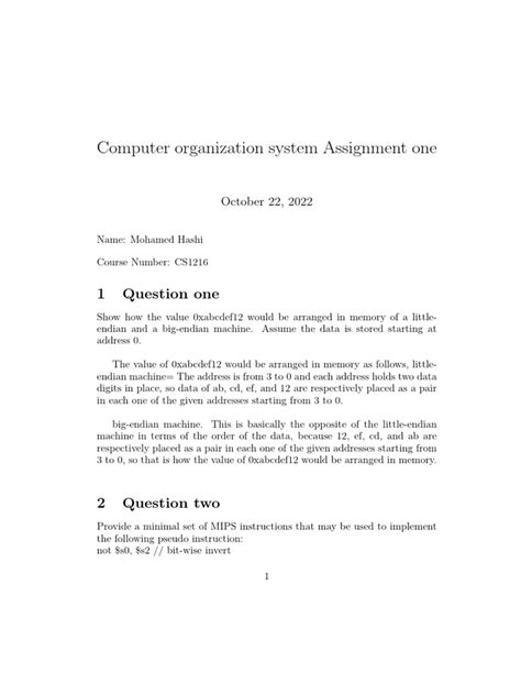 Cs1216 Hw4 Mohamed Hashi Pdf Pdf Computer Architecture Computing