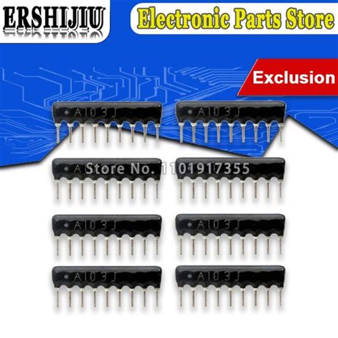 【cw】 10pcs Lot Exclusion Network Resistor 5pin 9pin Dip 220 330 470 510 680 1k 1 2k 1 5k 2 2k 3