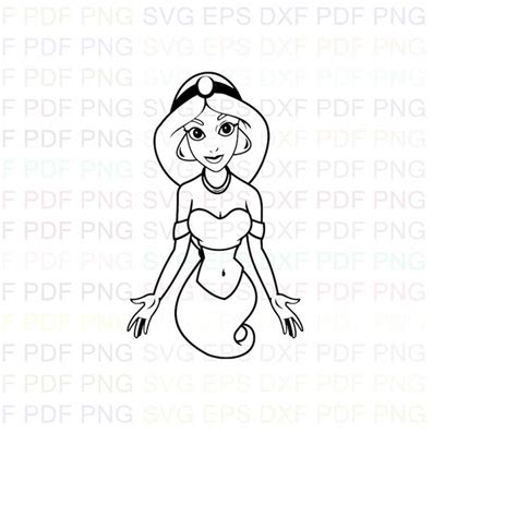 Jasmine Aladdin Outline Svg Dxf Eps Pdf Png Cricut Cutti Inspire Uplift
