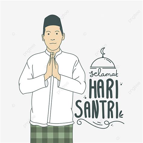 Gambar Ilustrasi Nasional Hari Santri Dengan Karakter Muslim Indonesia