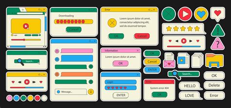 90s Retro Vaporwave Old Desktop User Interface Elements Cute Nostalgic Computer Ui Vintage