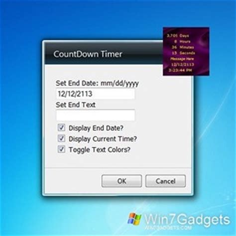 Countdown Timer Windows Desktop Gadget