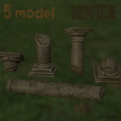 Brokencolumnset Modelo 3d 7 Obj Free3d