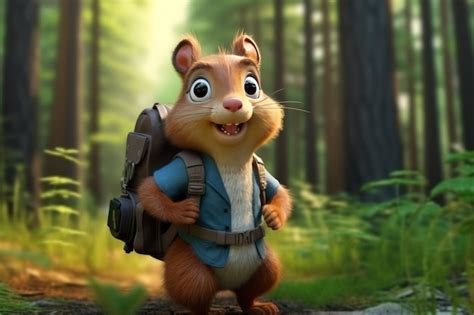 Premium Photo 3d Rendering Of A Cute Squirrel Cartoon Image Wearing A