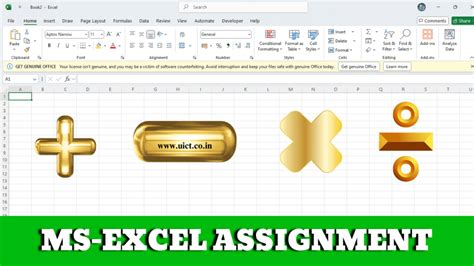 Ms Excel Assignment Basic Mathematical Operations