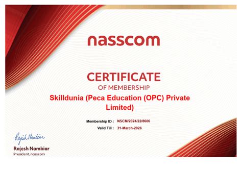 Nasscom Membership Certificate Skilldunia Pdf