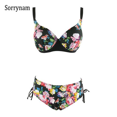 Sorrynam 2017 Women Bikini Set Sexy Plus Size Swimsuit Fat Wear High
