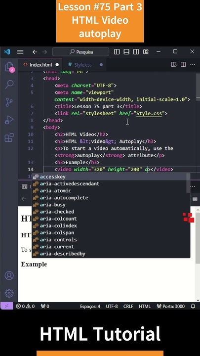 html tutorial lesson 75 html video autoplay part 3 html5