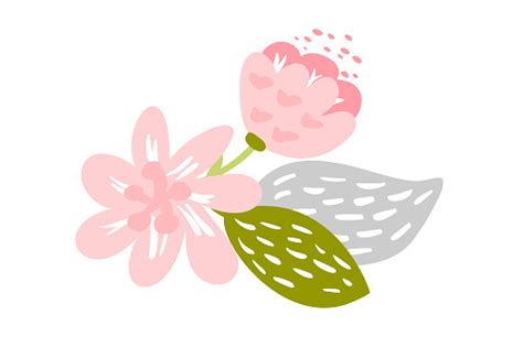 벡터 흰색 배경에 고립 된 플랫 꽃입니다 스 칸디 나 비아 손으로 그린 자연 그림 웨딩 디자인 봄 인사말 카드 인쇄 어린이 서 0명에 대한 스톡 벡터 아트 및 기타 이미지