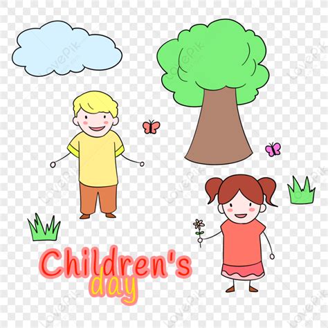 국제 어린이 일러스트 날 만화 낙서 축제 라인 나비하얀행복했어 Png 일러스트 무료 다운로드 Lovepik