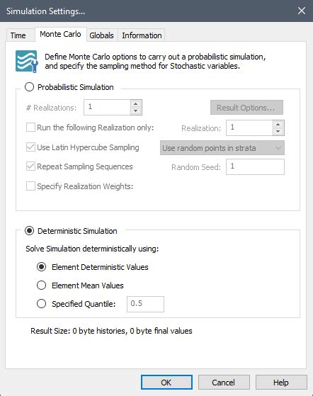 Deterministic Simulation Options