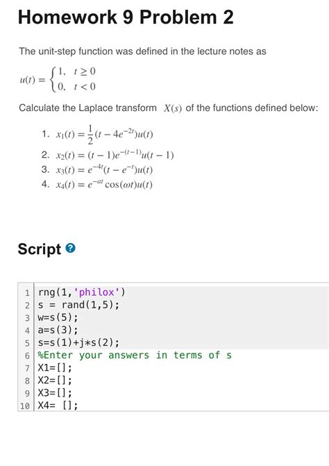 solved homework 9 ﻿problem 2the unit step function was