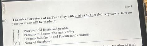 Solved The Microstructure Of An Mathrm{fe} Mathrm{c}