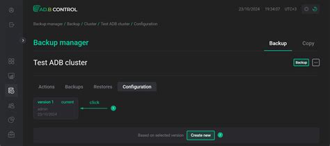 Work With Backup Configurations In Adbm Adbm Arenadata Docs