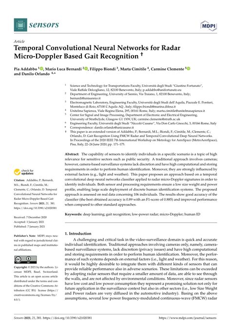 Pdf Temporal Convolutional Neural Networks For Radar Micro Doppler Based Gait Recognition