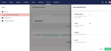 UmbracoForm MailChimp WorkFlow Our Umbraco