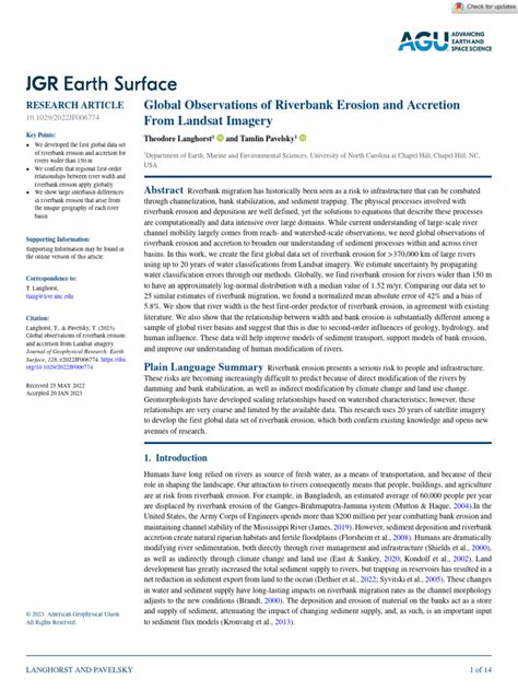 Jgr Earth Surface 2023 Langhorst Pdf