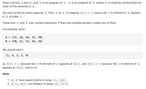 760 Find Anagram Mappings Kickstart Coding