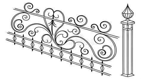 Detailed Section Of Ornate Decorative Metal Fence Or Railing Vector Design Generative Ai Stock