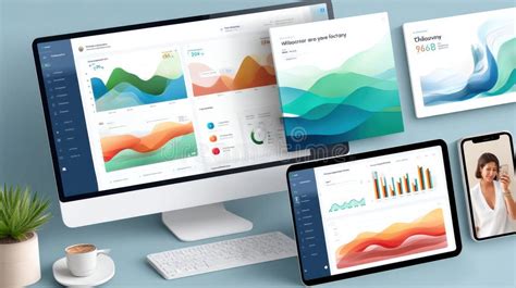 Professional Dashboard Mockup Featuring Data Visualization And Responsive Design On Multiple