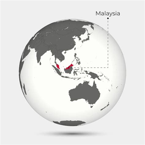 Premium Vector Map Of Malaysia With Position On The Globe