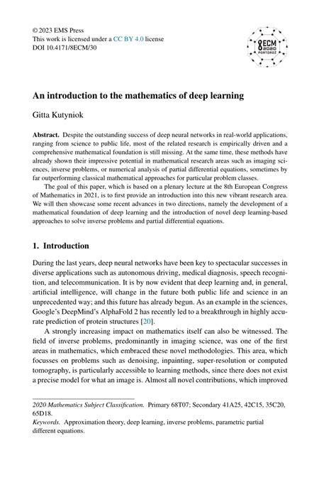 PDF An Introduction To The Mathematics Of Deep Learning