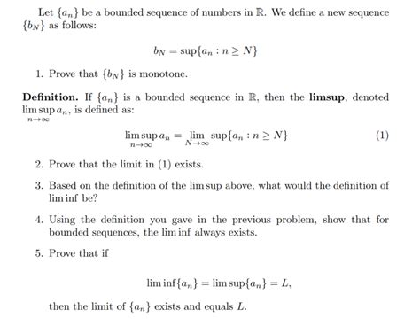 Solved Let An Be A Bounded Sequence Of Numbers In R We Chegg
