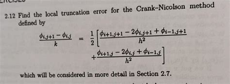 solved 2 12 find the local truncation error for the