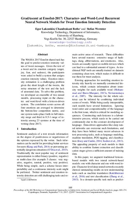 Pdf Prayas At Emoint 2017 An Ensemble Of Deep Neural Architectures For Emotion Intensity