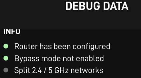 In The Debug Data Why Is My Split Wifi Network Marked With A Grey Dot