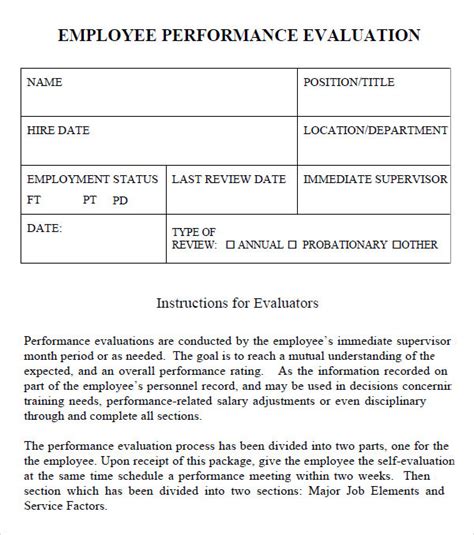 Free 9 Sample Performance Evaluation Templates In Pdf Ms Word