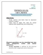 Lab Vectors Phet HCCCv Docx Babe Name Prof Meledina PhD PHYSICS S Lab Course Hero