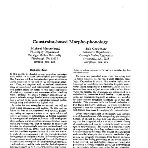 Constraint Based Morpho Phonology Acl Anthology