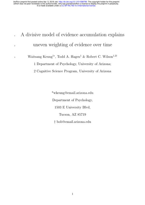 Pdf A Divisive Model Of Evidence Accumulation Explains Uneven