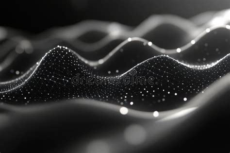 Abstract Black And White Wave Pattern Of Glowing Particles Symbolizing