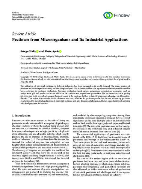 Pdf Pectinase From Microorganisms And Its Industrial Applications