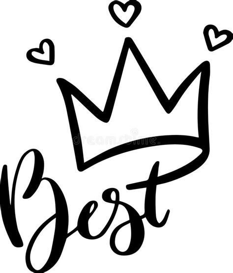Simple Hand Drawn Design Featuring A Crown With Three Hearts Above It And The Word Best Written