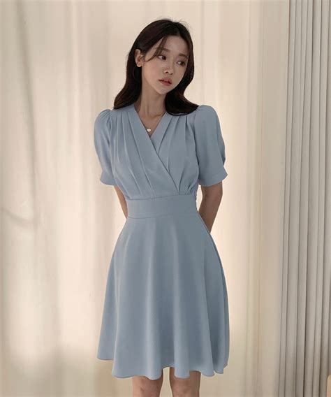 클래식블랑 2만장돌파미니ver Made 멜로 여름 봄 하객룩 휴양지룩 랩 셔링 반팔 쉬폰 플레어 미니 원피스