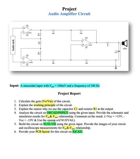 project audio amplifier circuit input a sinusoidal input with vpp