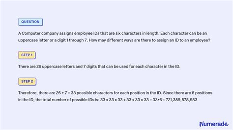 Solved A Computer Company Assigns Employee Ids That Are Six Characters